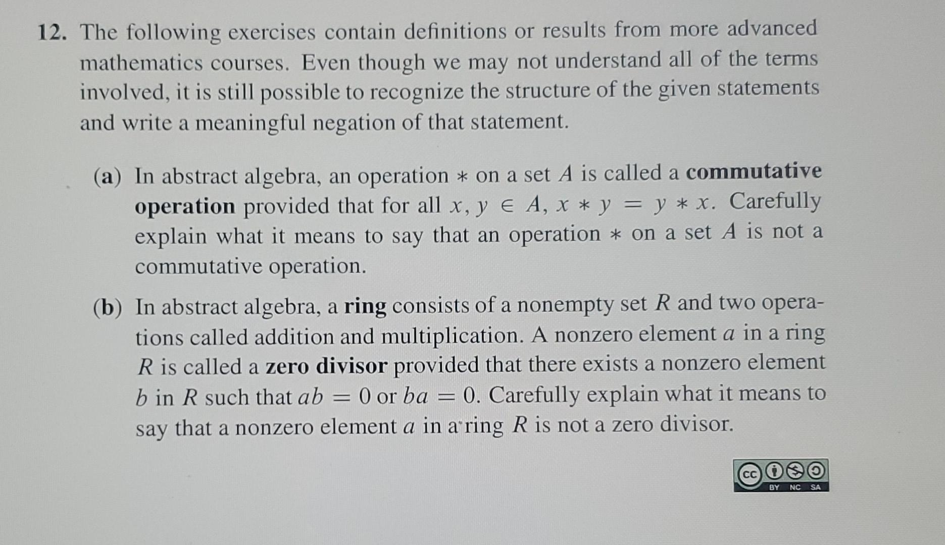 Solved 12. The following exercises contain definitions or | Chegg.com