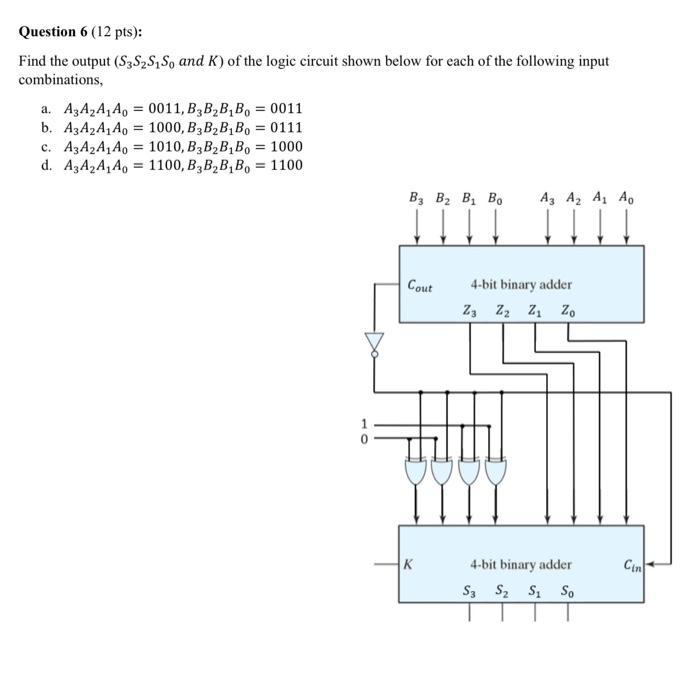 Solved Find the output (S3S2S1S0 and K) of the logic circuit | Chegg.com