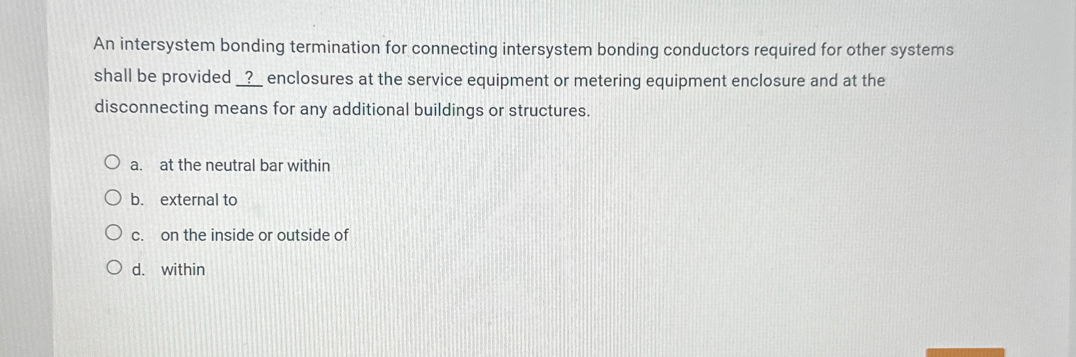 An intersystem bonding termination for connecting | Chegg.com