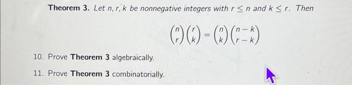 Solved Theorem 3. Let n,r,k be nonnegative integers with r≤n | Chegg.com