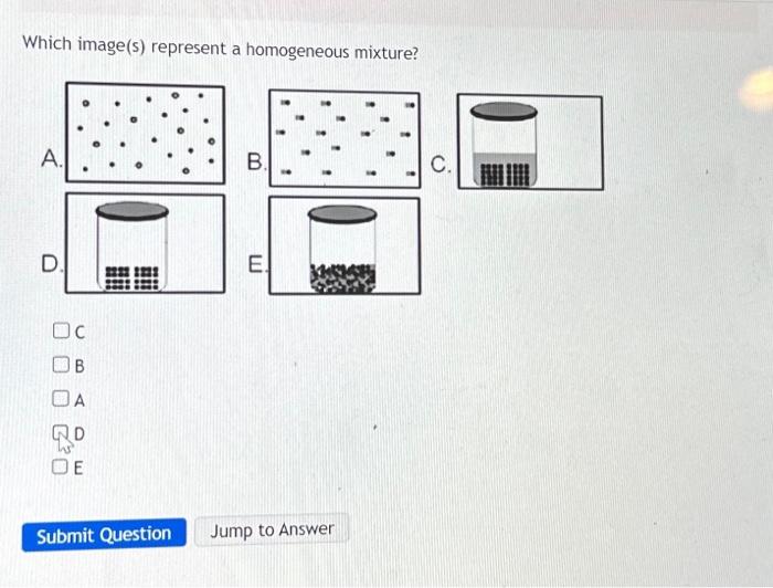 Solved Which image(s) represent a homogeneous mixture? | Chegg.com