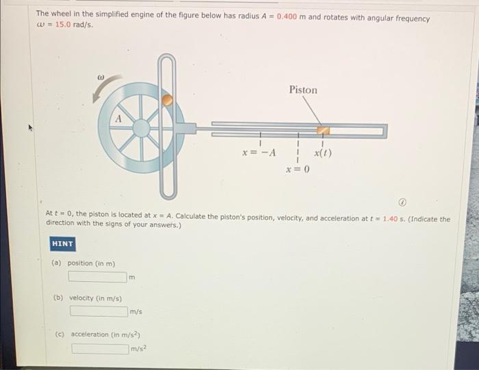 Solved The wheel in the simplified engine of the figure | Chegg.com