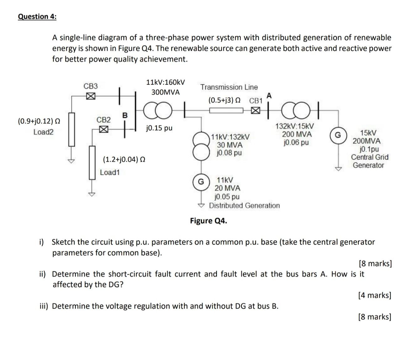 Solved A single-line diagram of a three-phase power system | Chegg.com