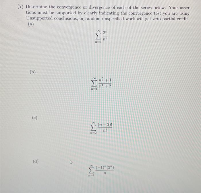 [solved] Determine The Convergence Or Divergence Of Each O