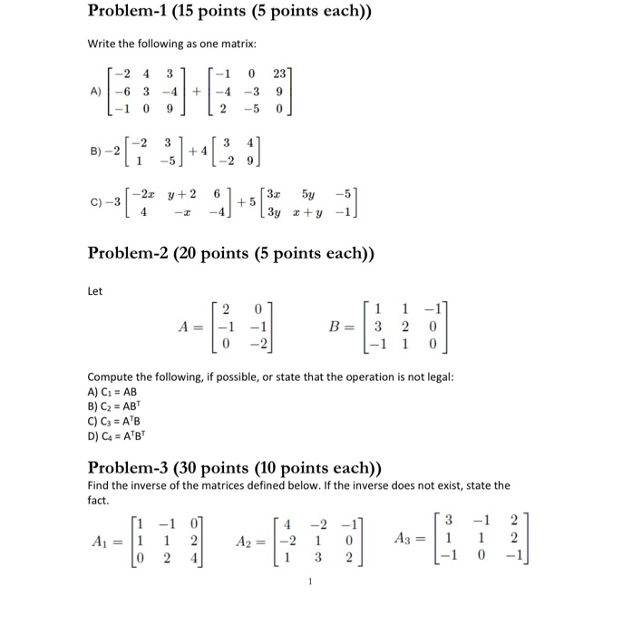 Solved Problem-1 (15 points (5 points each)) Write the | Chegg.com