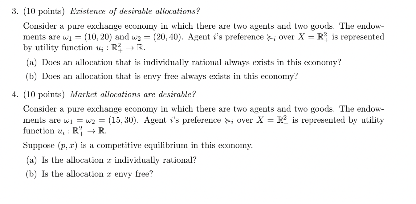 Solved (10 ﻿points) ﻿Existence of desirable | Chegg.com