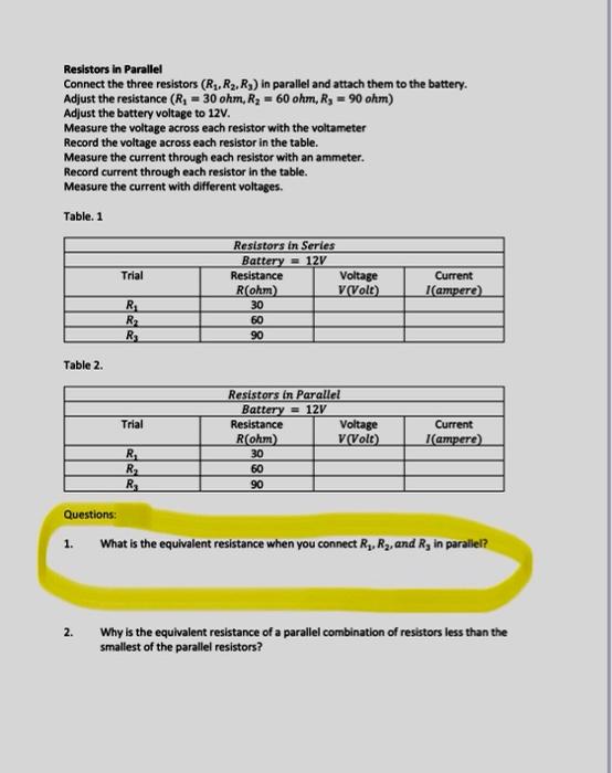 Solved Lab: Series and Parallel Circuit Lab goal: 1. To | Chegg.com