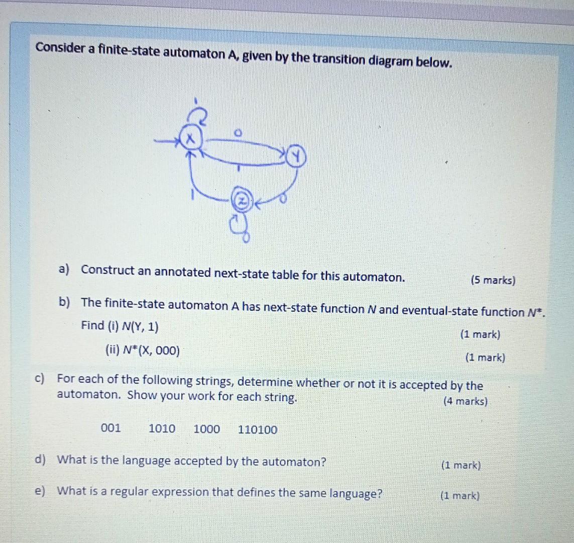 Solved Consider a finite-state automaton A, given by the | Chegg.com