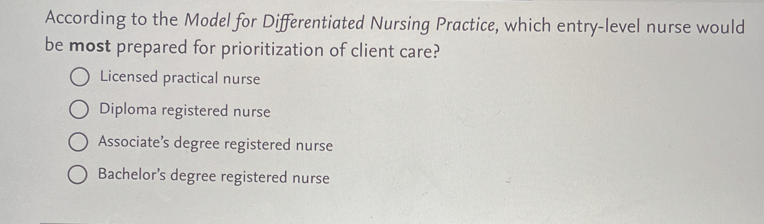 Solved According to the Model for Differentiated Nursing | Chegg.com
