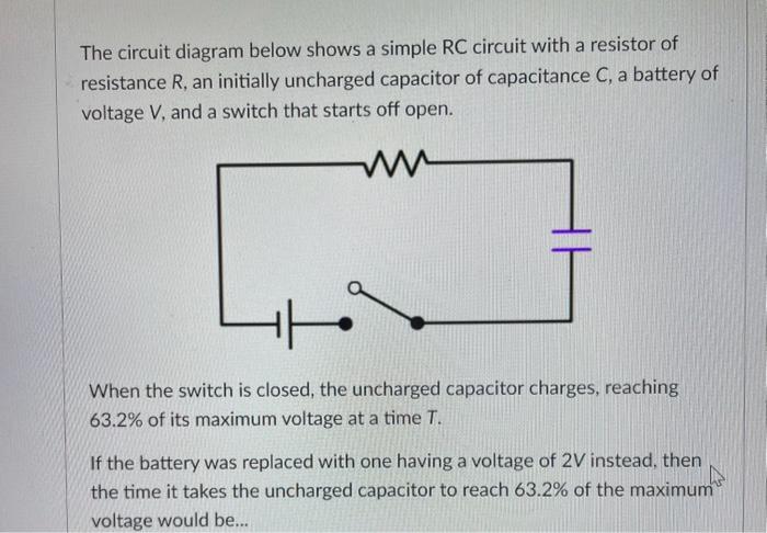 Solved The circuit diagram below shows a simple RC circuit | Chegg.com