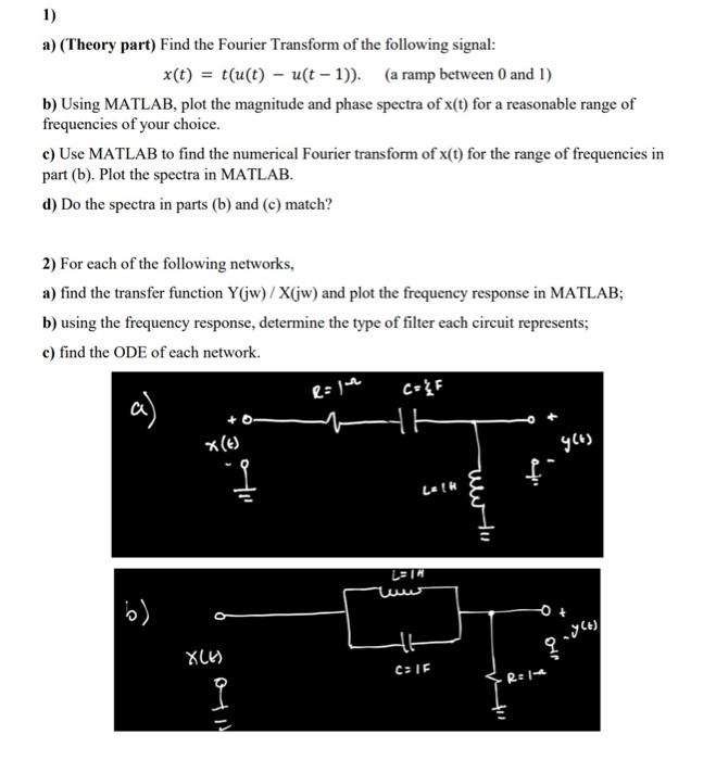 Solved x(t)=t(u(t)−u(t−1)). (a ramp between 0 and 1) b) | Chegg.com