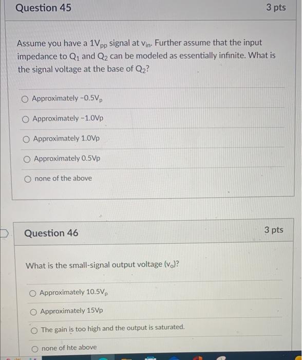 Solved Assume you have a 1 Vpp signal at vin. Further assume | Chegg.com