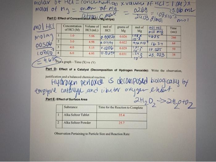 Solved Part B: Effect of Temperature (Alka Seltzer Tablets) | Chegg.com