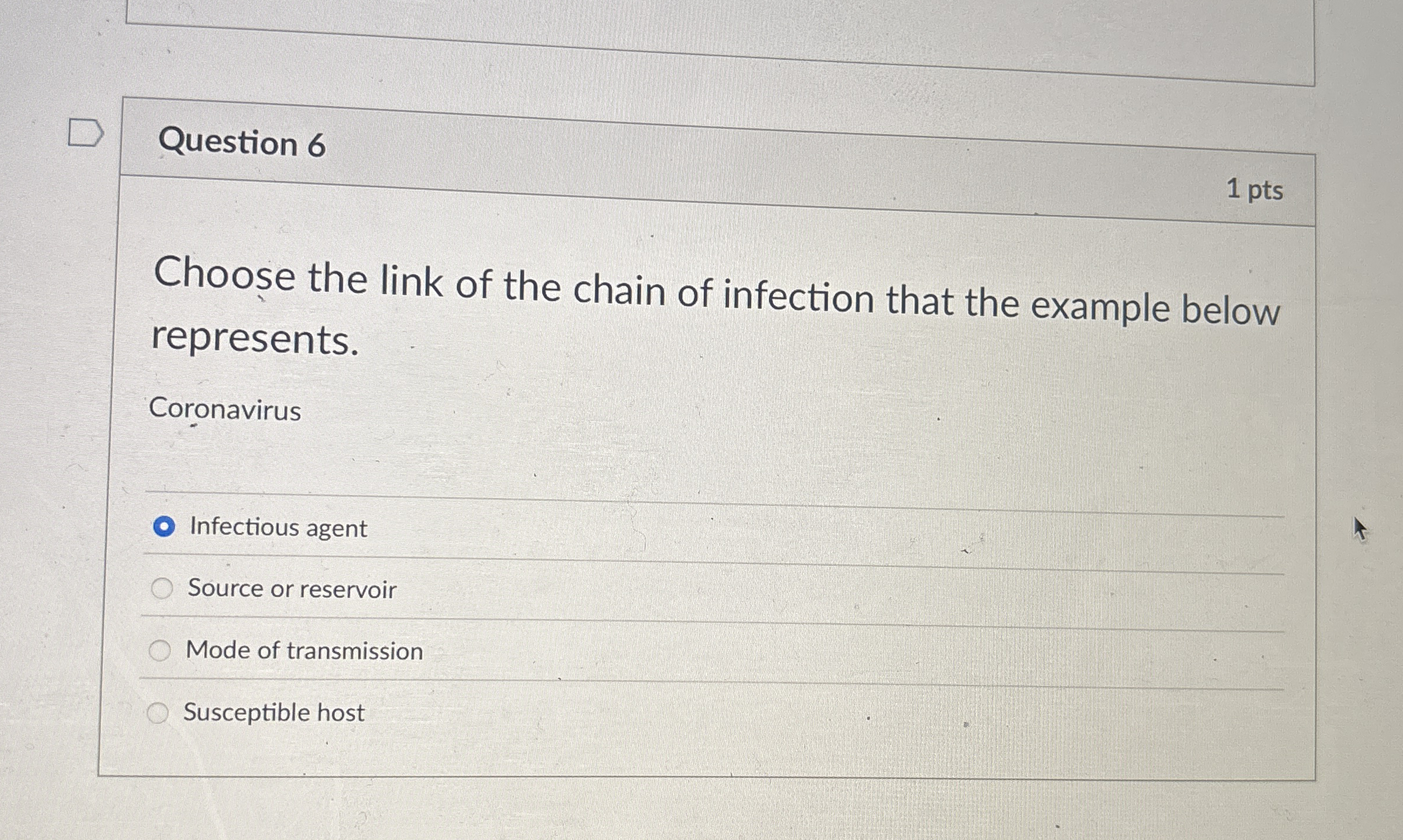 Solved Question 6Choose the link of the chain of infection | Chegg.com