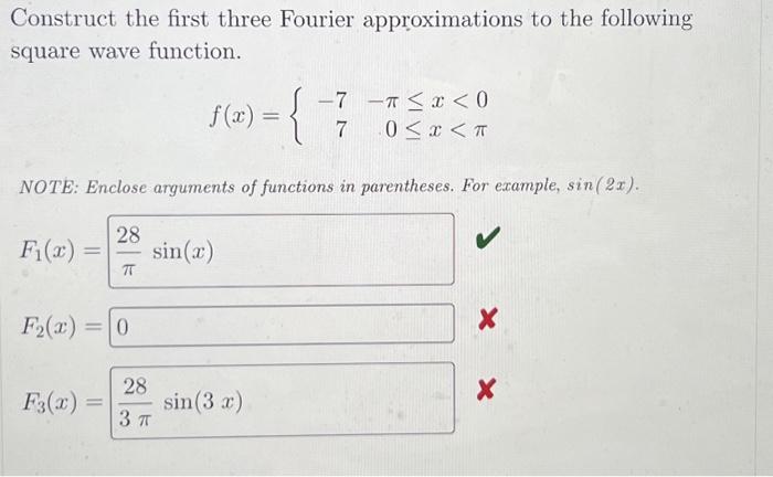 Solved Construct the first three Fourier approximations to | Chegg.com