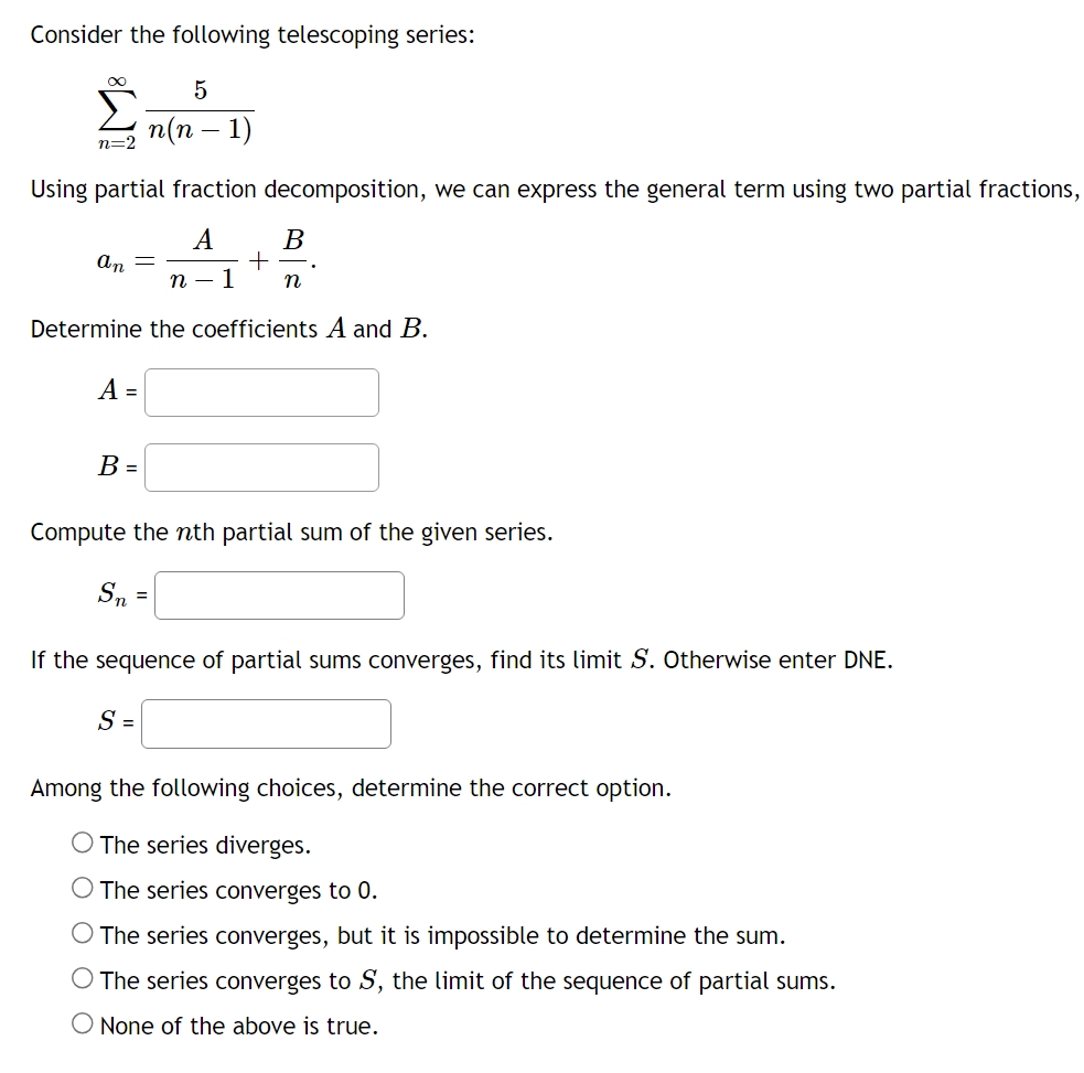 Solved Consider the following telescoping | Chegg.com