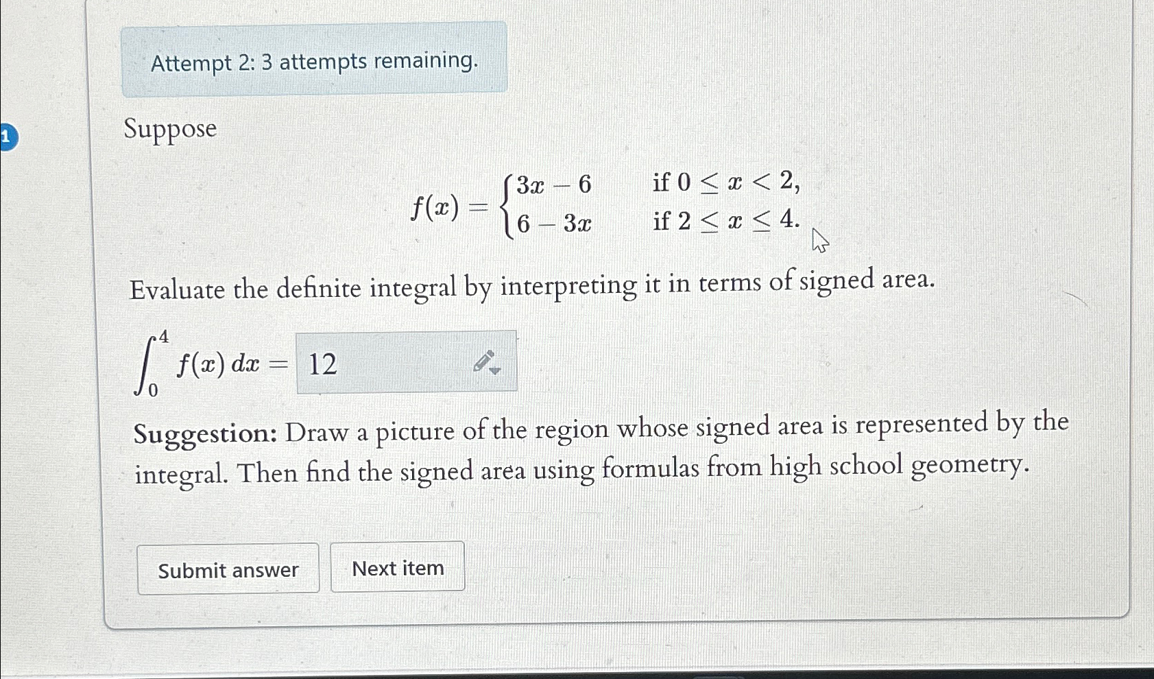 Solved Attempt 2: 3 ﻿attempts | Chegg.com