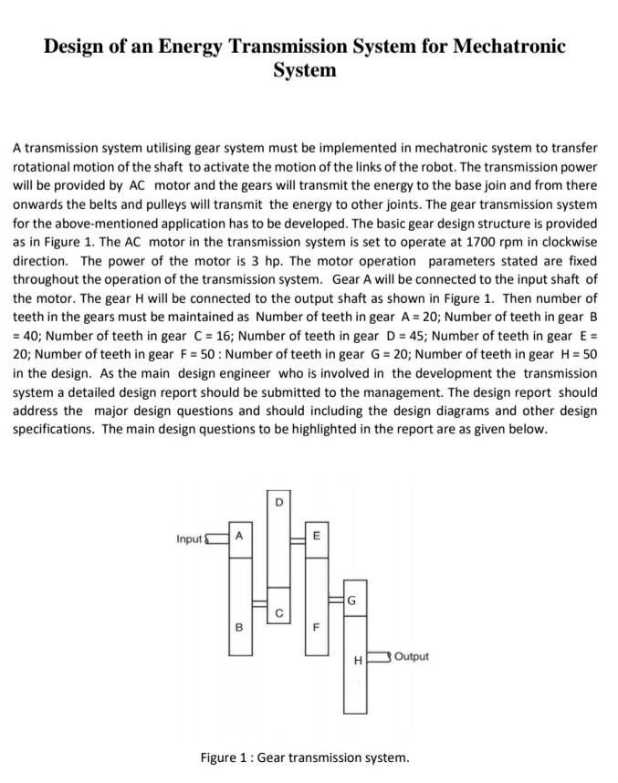 Solved Design of an Energy Transmission System for | Chegg.com