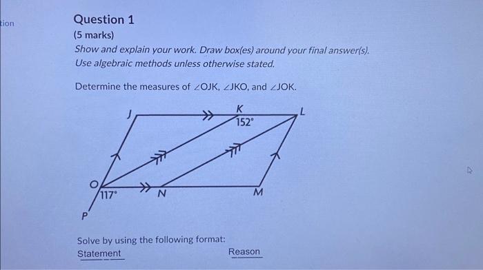 Solved tion Question 1 (5 marks) Show and explain your work. | Chegg.com