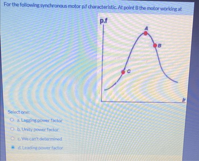Solved For the following synchronous motor p.f | Chegg.com