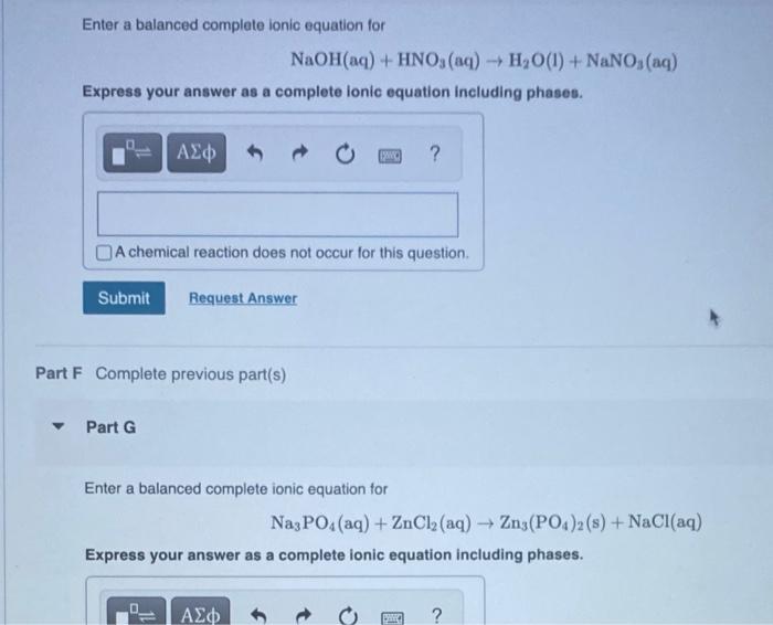 Solved Enter a balanced complete ionic equation for | Chegg.com