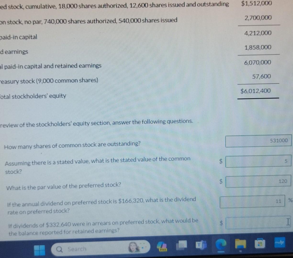 Solved ed stock, cumulative, 18,000 shares authorized, | Chegg.com