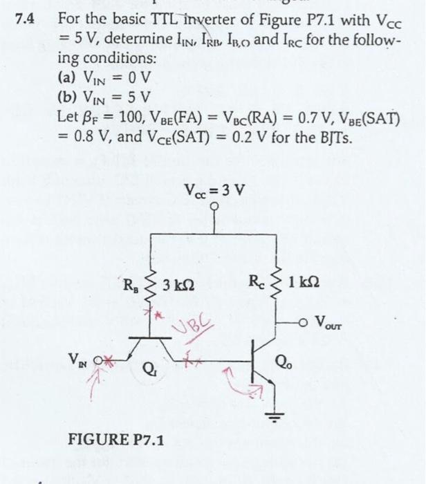 Solved 7.4 For the basic TTL inverter of Figure P7.1 with | Chegg.com