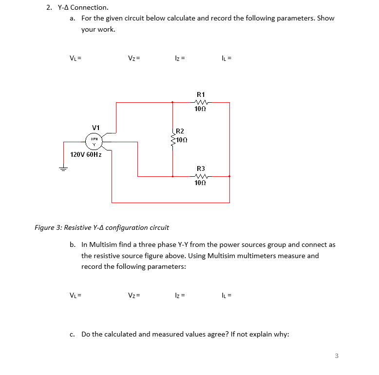 Y-Δ ﻿Connection.a. ﻿For the given circuit below | Chegg.com