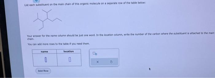 Solved List each substituent on the main chain of this | Chegg.com
