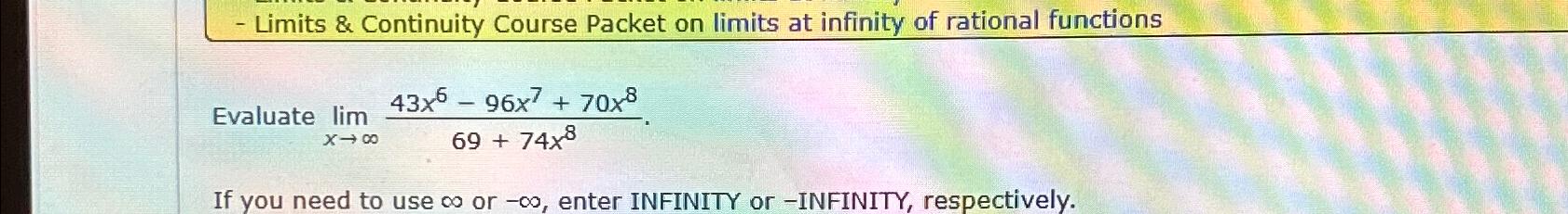 Solved Limits & Continuity Course Packet on limits at | Chegg.com