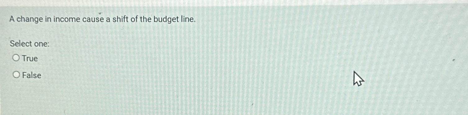 Solved A change in income cause a shift of the budget | Chegg.com