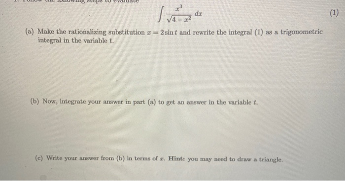 Solved dz (1) (a) Make the rationalizing substitution 2 = 2 | Chegg.com