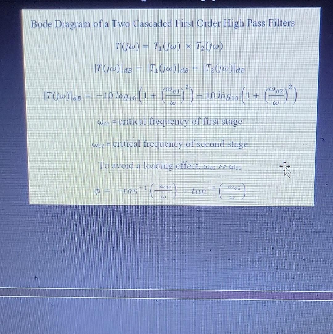 The circuit below shows Two Cascaded First Order High | Chegg.com