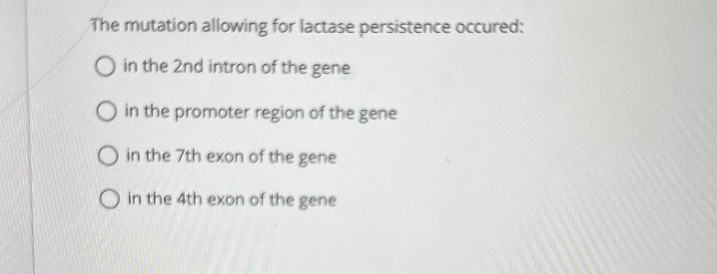 Solved The mutation allowing for lactase persistence | Chegg.com