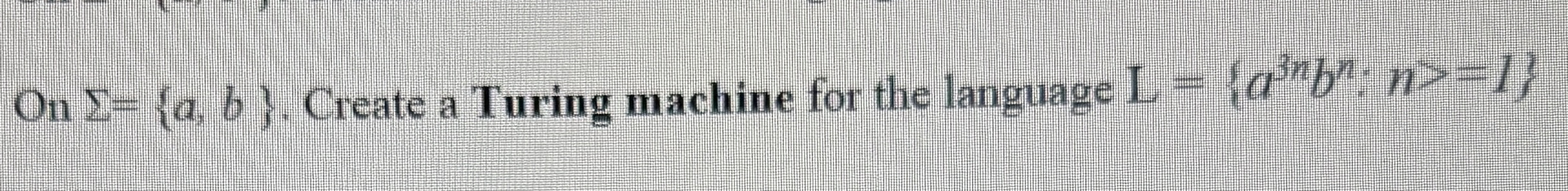 Solved On S= {a, ﻿b}. ﻿Create a Turing machine for the | Chegg.com