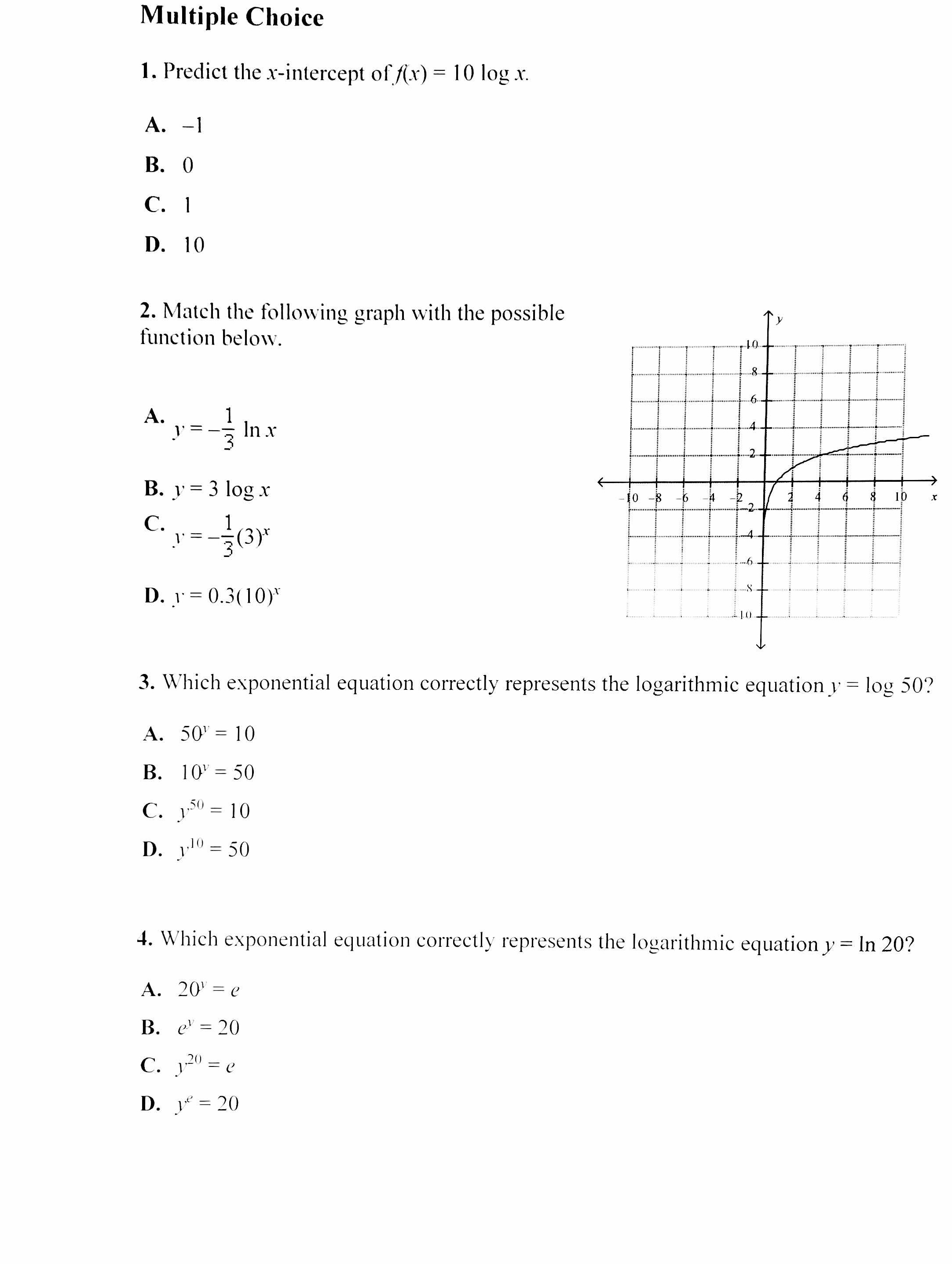 Solved Multiple ChoicePredict the x-intercept of | Chegg.com