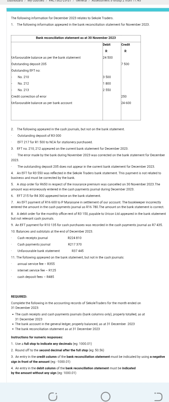 Solved DasibOdiThe following information for December 2023 | Chegg.com