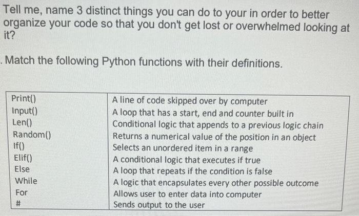 Solved Tell me, name 3 distinct things you can do to your in | Chegg.com