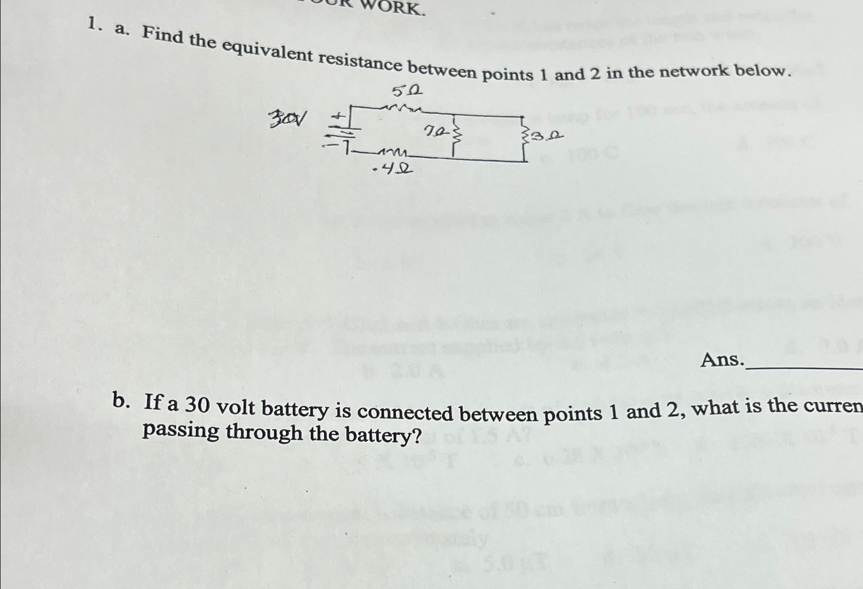 Solved a. ﻿Find the equivalent resistance between points 1 | Chegg.com