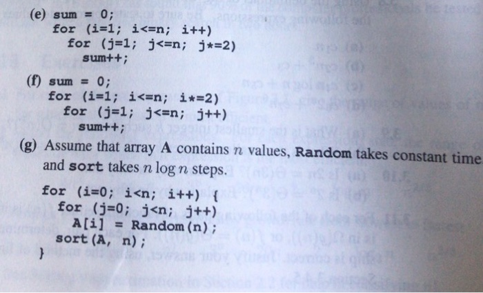 Solved (e) sum = 0; for (i=1; i
