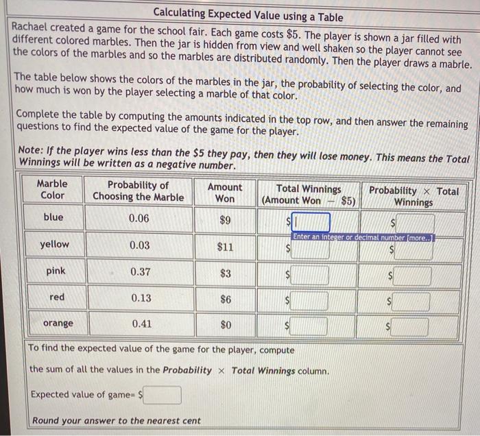 Solved Calculating Expected Value using a Table Rachael | Chegg.com