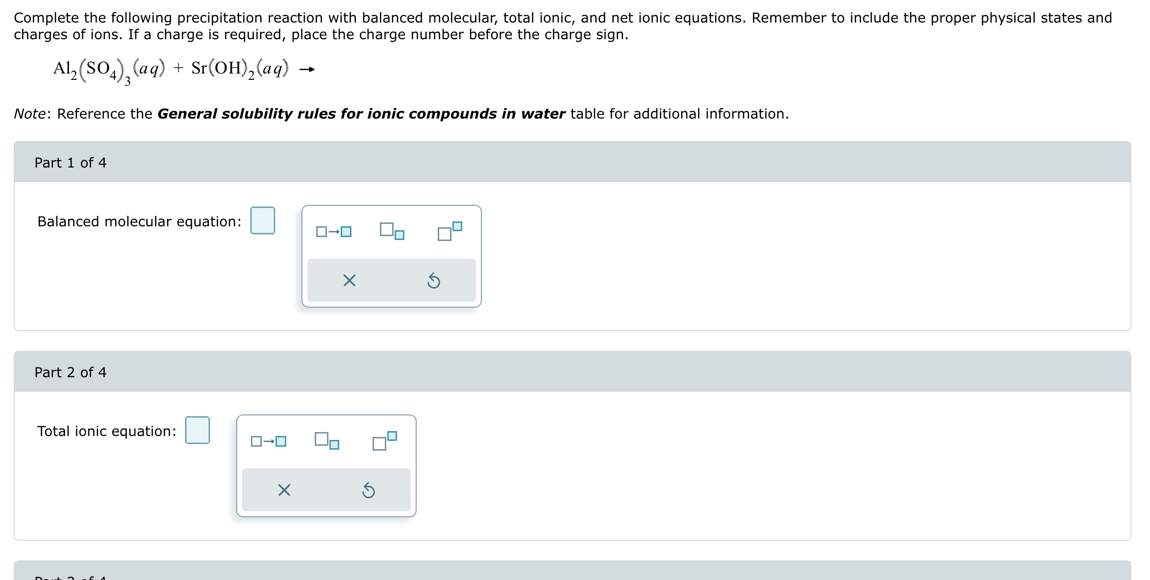 Solved Complete the following precipitation reaction with | Chegg.com