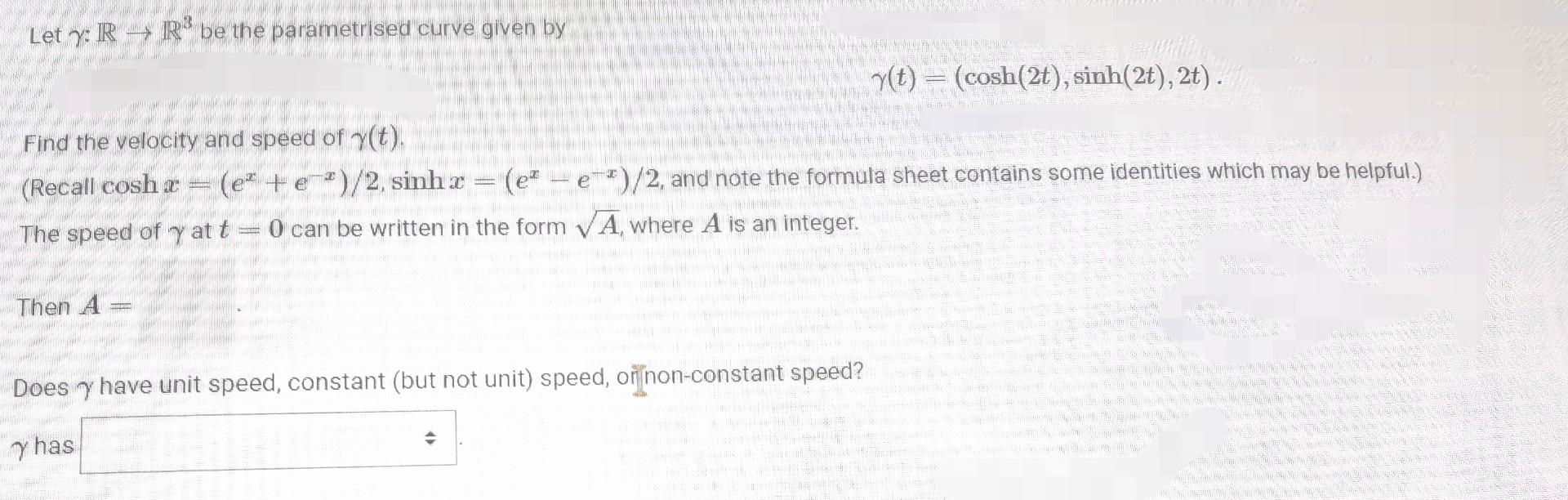 Solved Let γ:R→R3 be the parametrised curve given by | Chegg.com