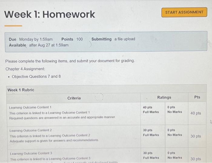 Week 1: Homework Due Monday by 1:59am Available after | Chegg.com