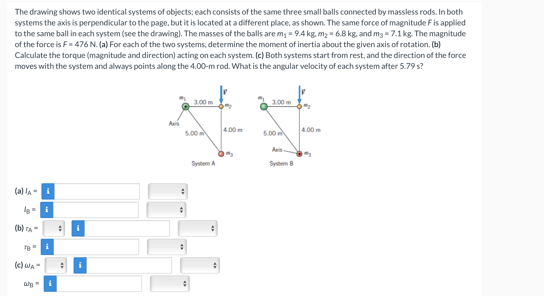 Solved The drawing shows two identical systems of objects; | Chegg.com