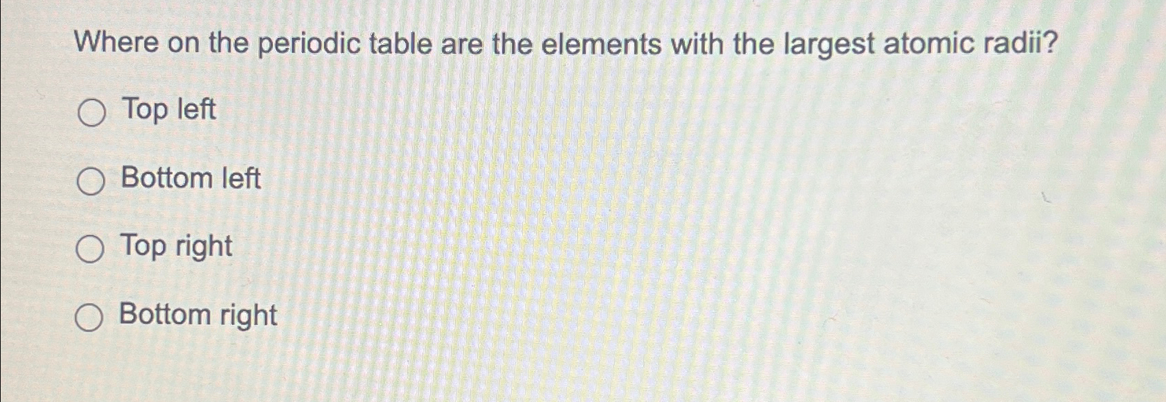 Solved Where on the periodic table are the elements with the | Chegg.com