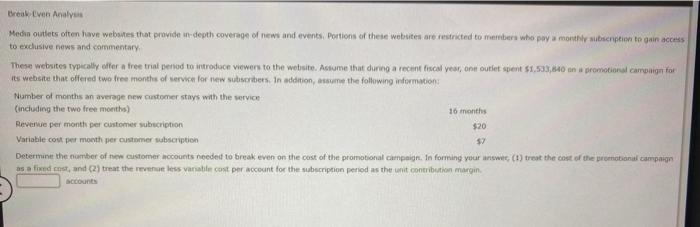 Solved Breaven Analysis Medin outlets often have websites | Chegg.com