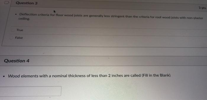 Solved Question 3 2 per • Deflection criteria for floor wood | Chegg.com