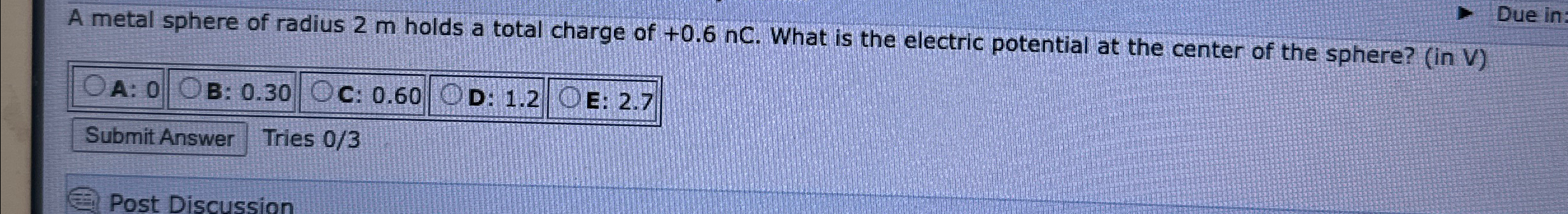 Solved A metal sphere of radius 2m ﻿holds a total charge of | Chegg.com