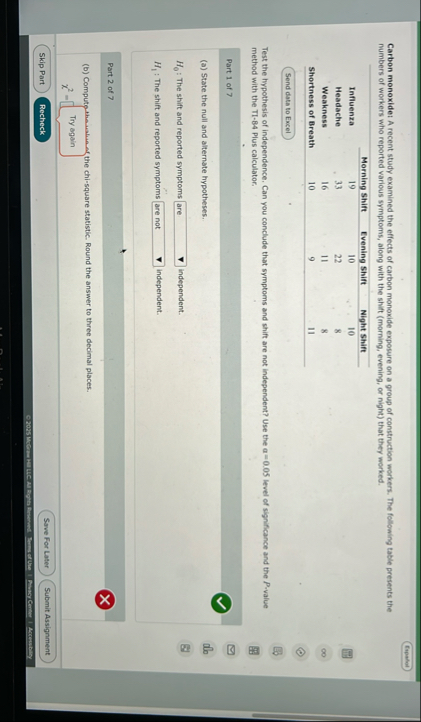 Solved Carbon monoxidet A recent study examined the effects | Chegg.com